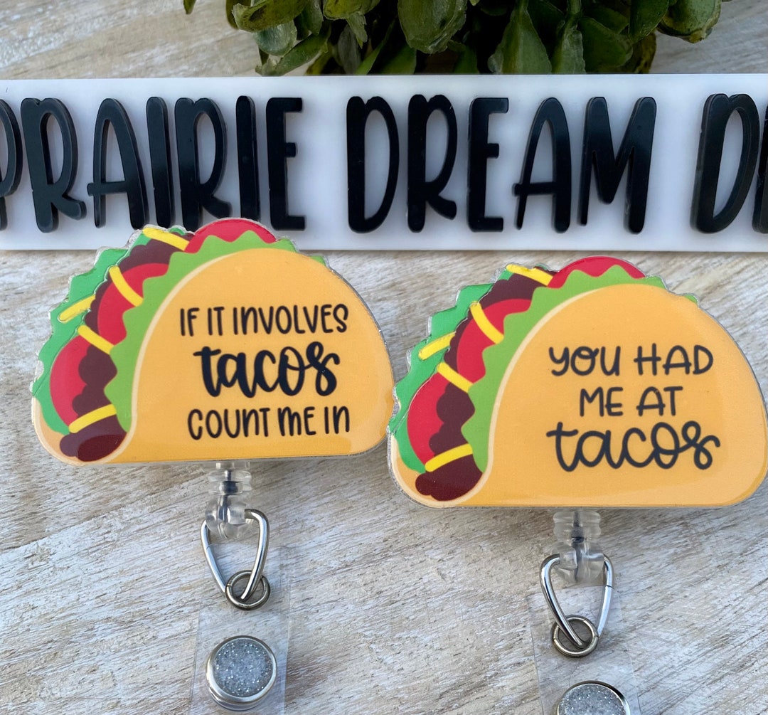 Taco Badge Reel: Glitter Acrylic Retractable Badge Holder - Etsy