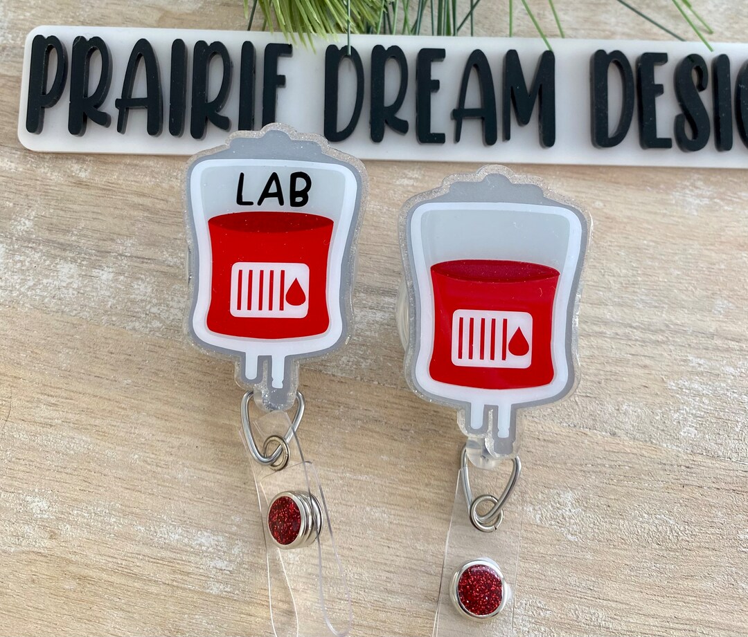 Blood Bank Badge Reel, Phlebotomist Badge Reel, Blood Donor, MLT MLS ...