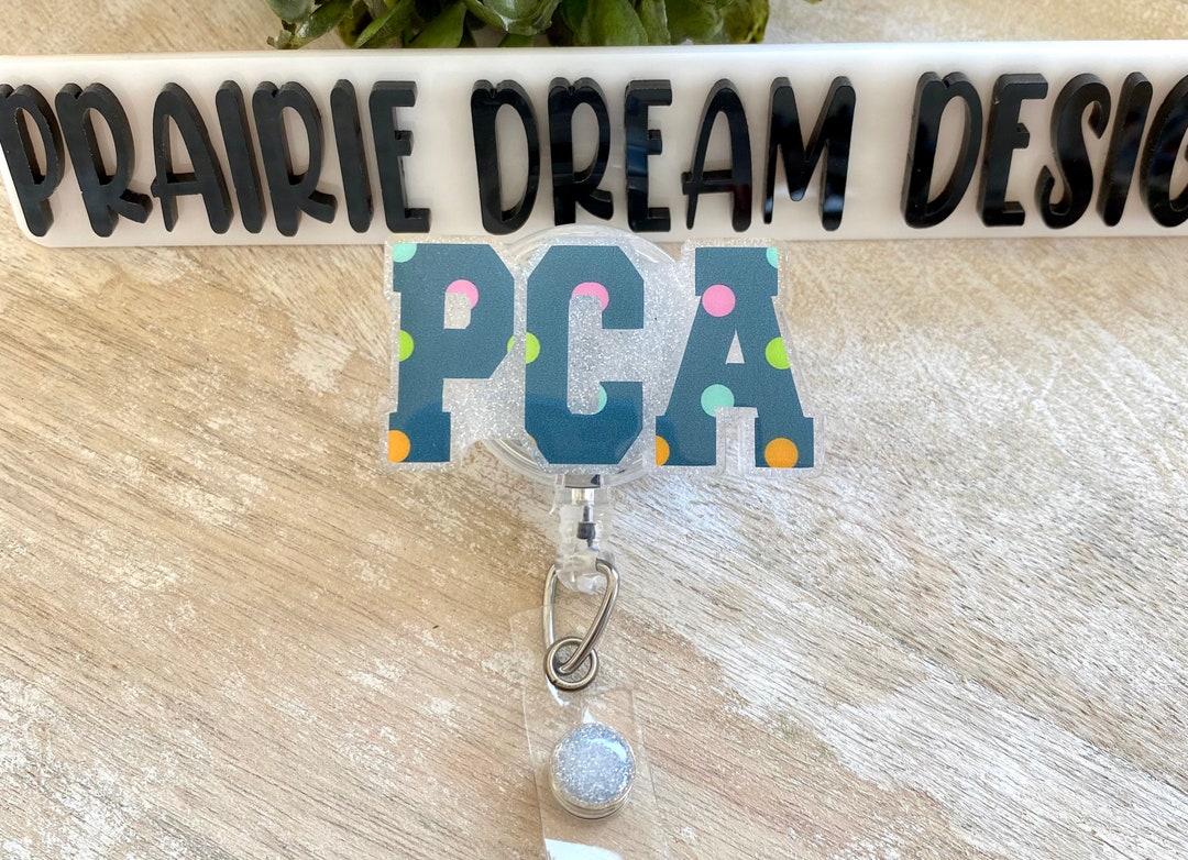 PCA Badge Reel: Polka Dot Acrylic Retractable Alligator Clip - Etsy
