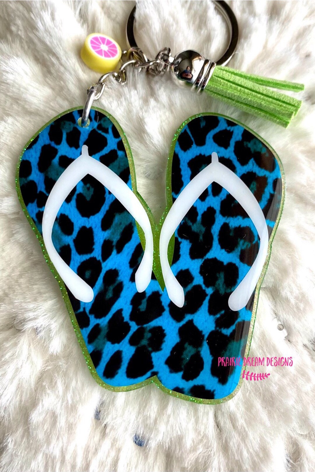 Leopard Print Flip Flop Keychain: Acrylic Summer Accessory - Etsy