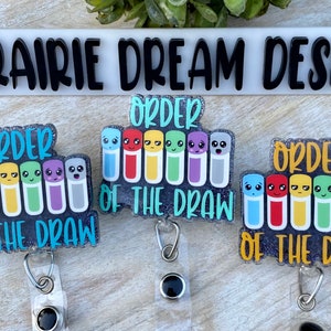 Lab Order of Draw Badge Reel, Phlebotomist Badge Reel, MLT, MLS, CLS ...