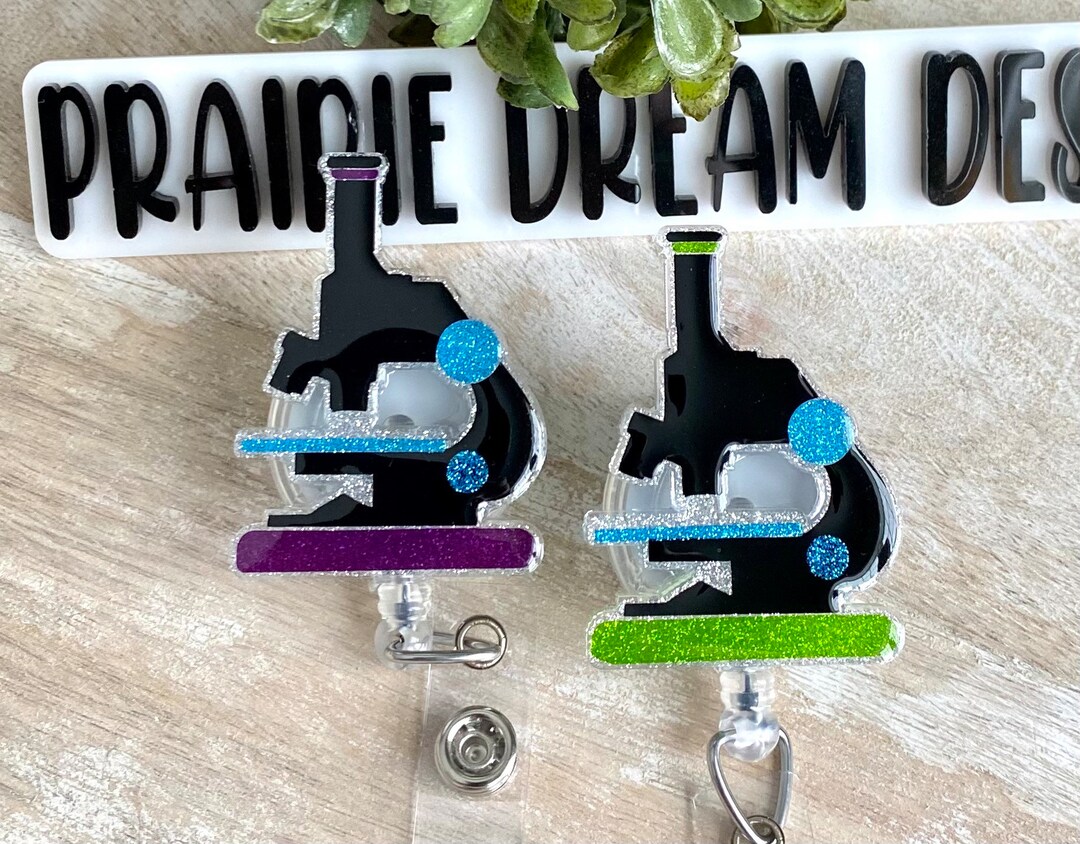 Microscope Badge Reel, Lab Week Gift, MLT, MLS, CLS, Health Care Badge ...