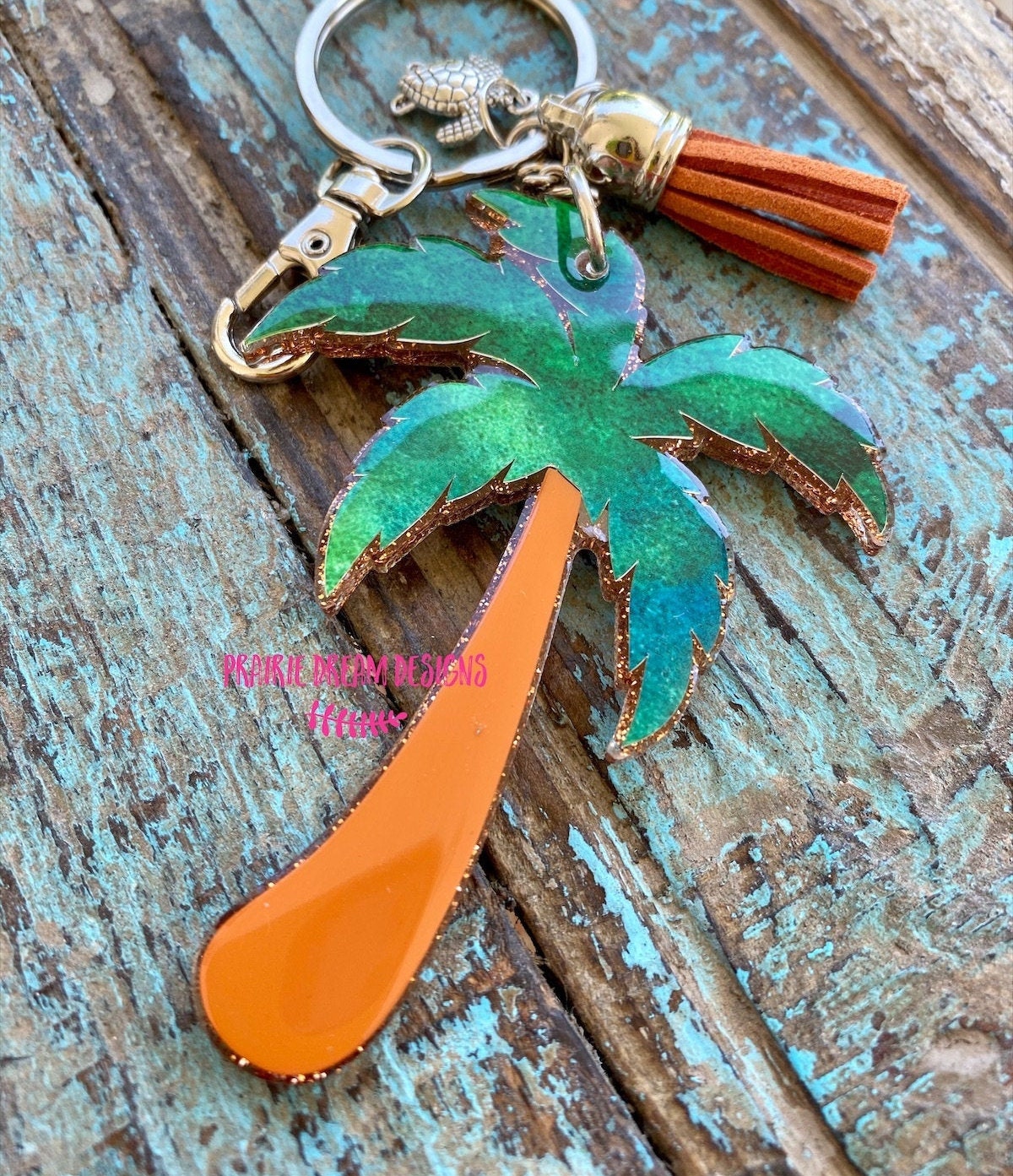 Palm Tree Acrylic Keychain Palm Tree Keychain Glitter - Etsy