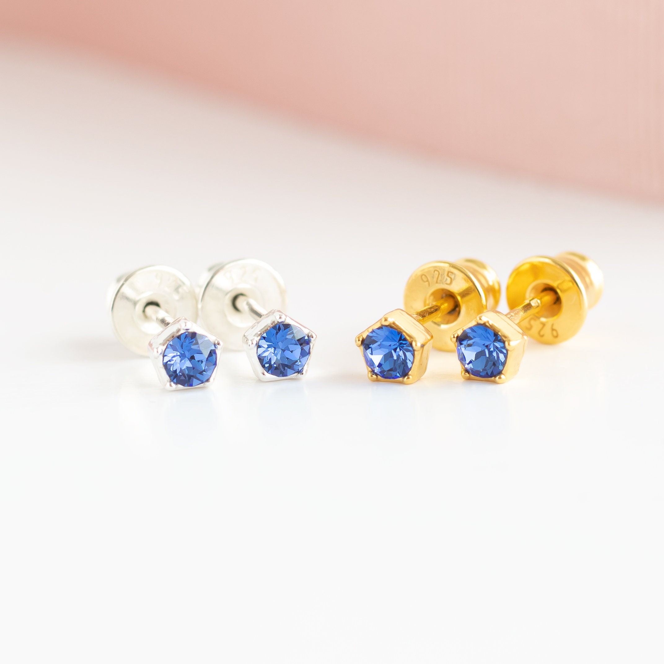 Birthstone Earrings for Women Sterling Silver Stud Earrings - Etsy UK