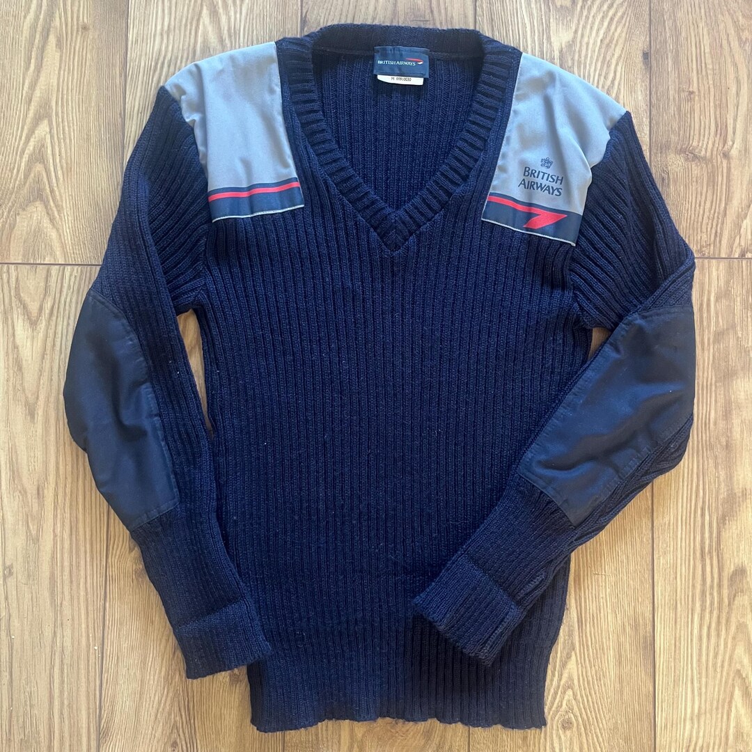 Vintage British Airways Wool Jumper Cabin Crew Navy Blue Size Medium - Etsy