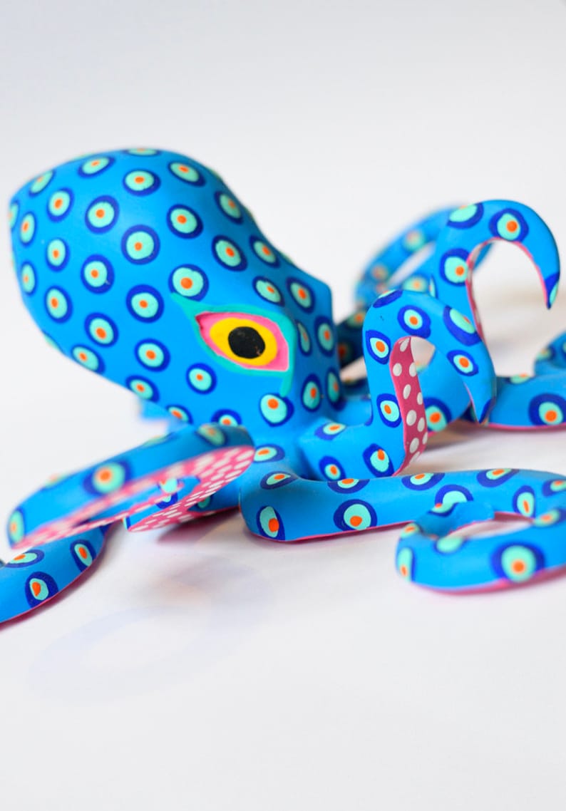 Turquoise Octopus Alebrije Oaxaca Woodcarving by Eduardo - Etsy