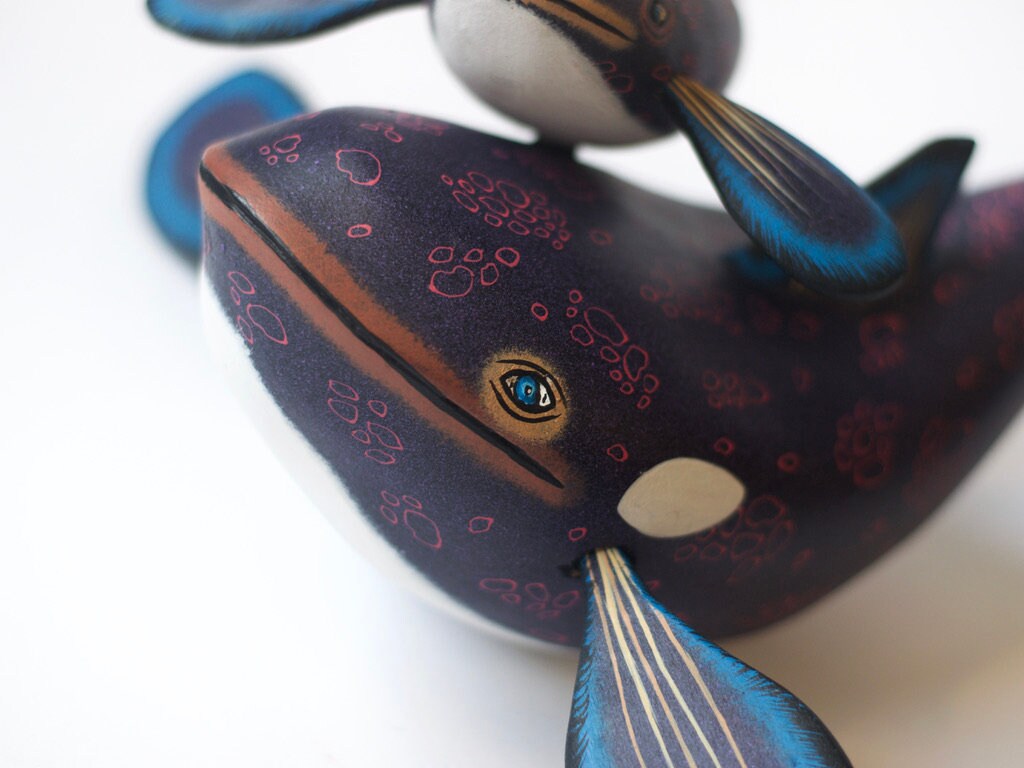 Whale Mom & Baby Alebrije - Oaxaca Woodcarving by Eleazar - Etsy