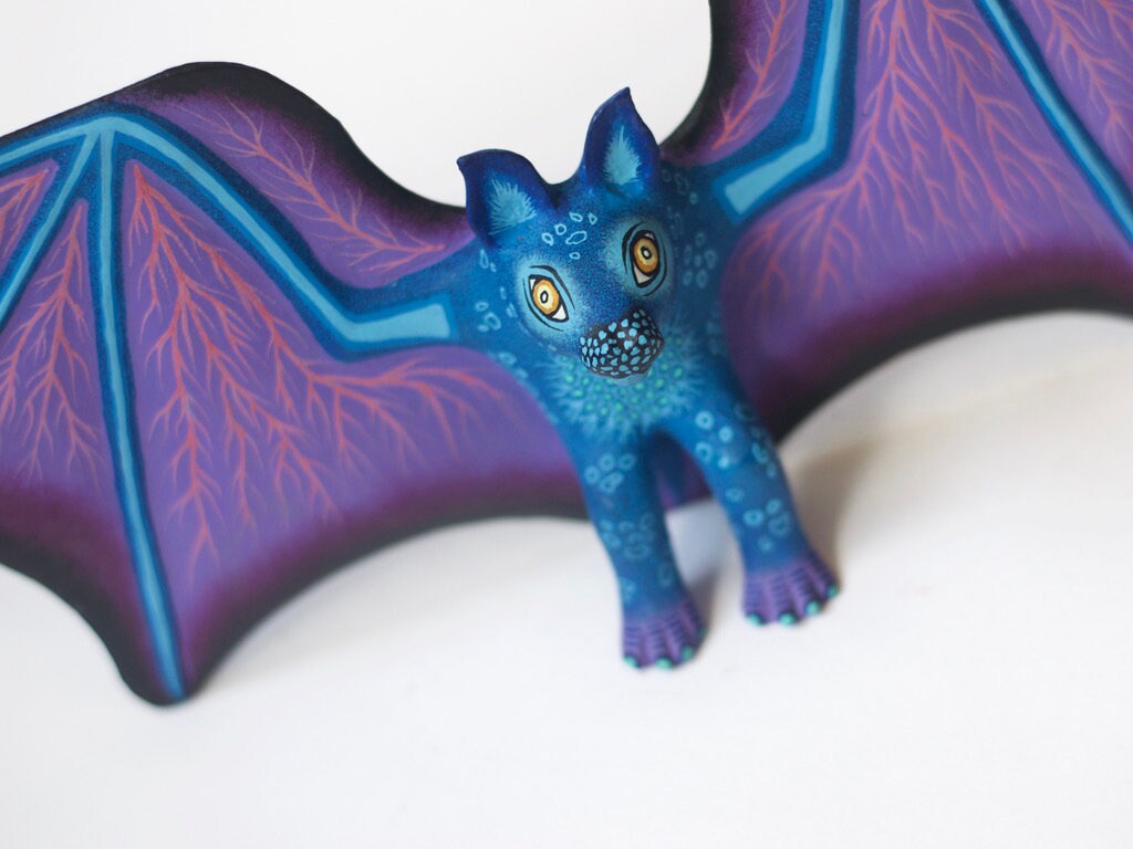 Violet Bat Alebrije Oaxaca Woodcarving by Eleazar - Etsy
