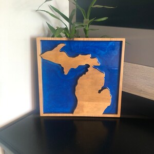 Michigan State Great Lakes Epoxy Wall Art - Etsy