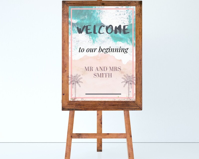 Beach Wedding Welcome Sign / Wedding Decor / Printable Wedding ...