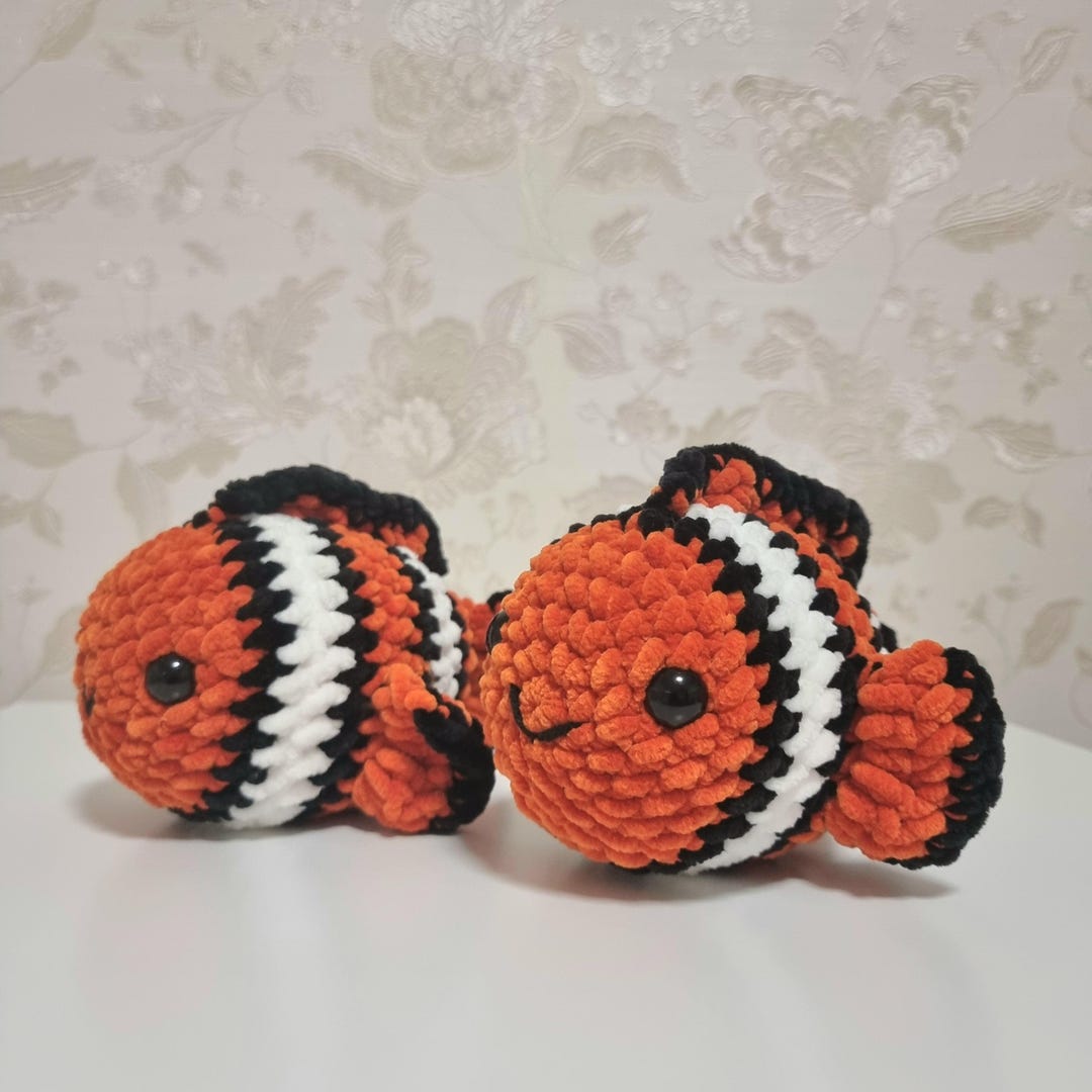 Crochet Clownfish Plushie | Polyester Yarn, Desk Decor - Etsy