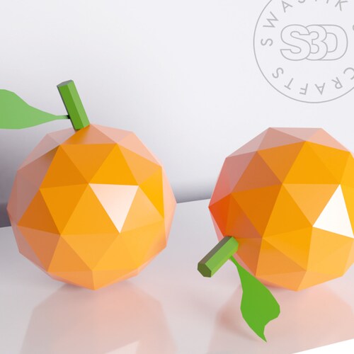 PDF Template of Orange Fruit Papercraft / 3D Fruit Papercraft/ - Etsy
