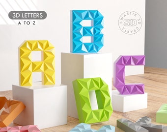 Papercraft ABC 3D Cartoon Letters Numbers DIY Decoration - Etsy