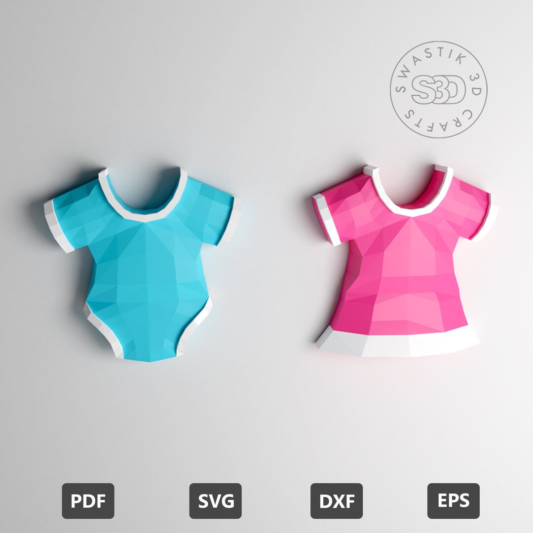 PDF Template of Baby Clothes Boy and Girl, Baby Shower Decoration Paper ...