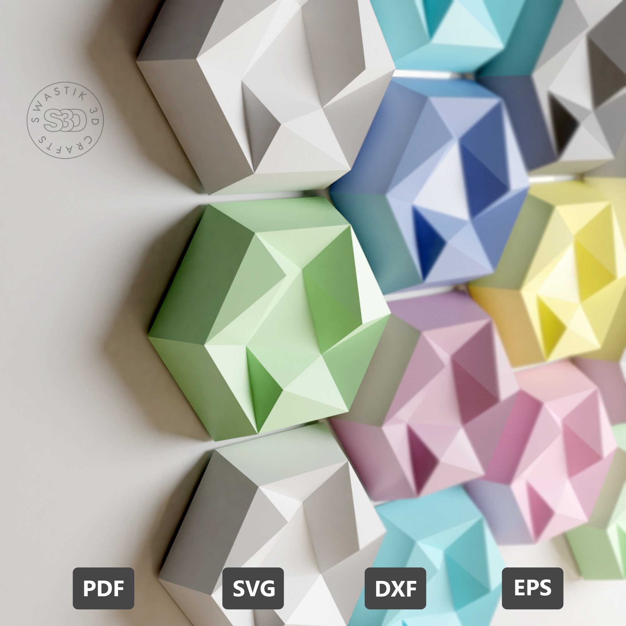 3D Wall Tile Papercraft / Lowpoly Wall Tile / 3D Wall Hexagon - Etsy