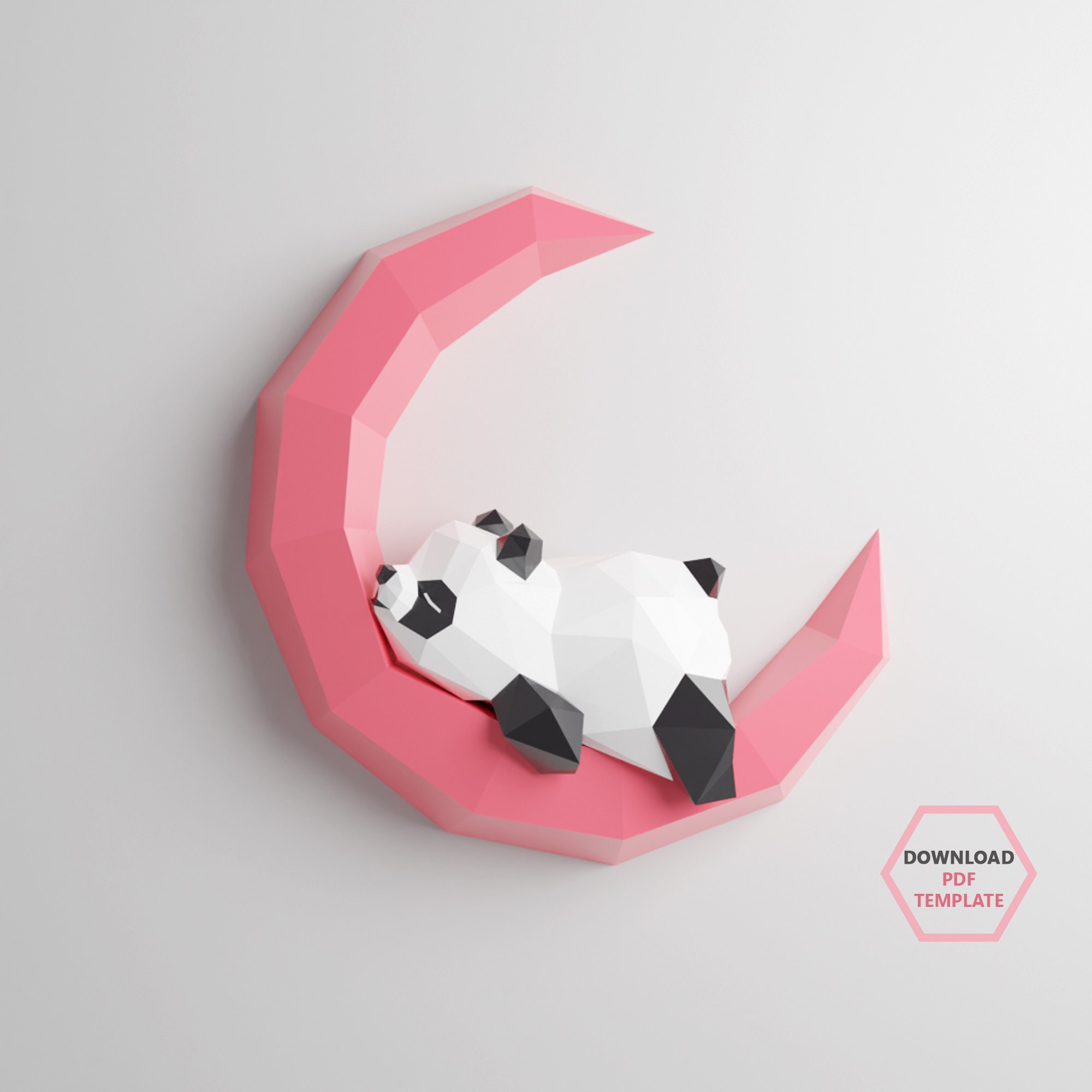 PDF Template of Panda on Moon/Sleeping Panda/Papercraft/3D | Etsy