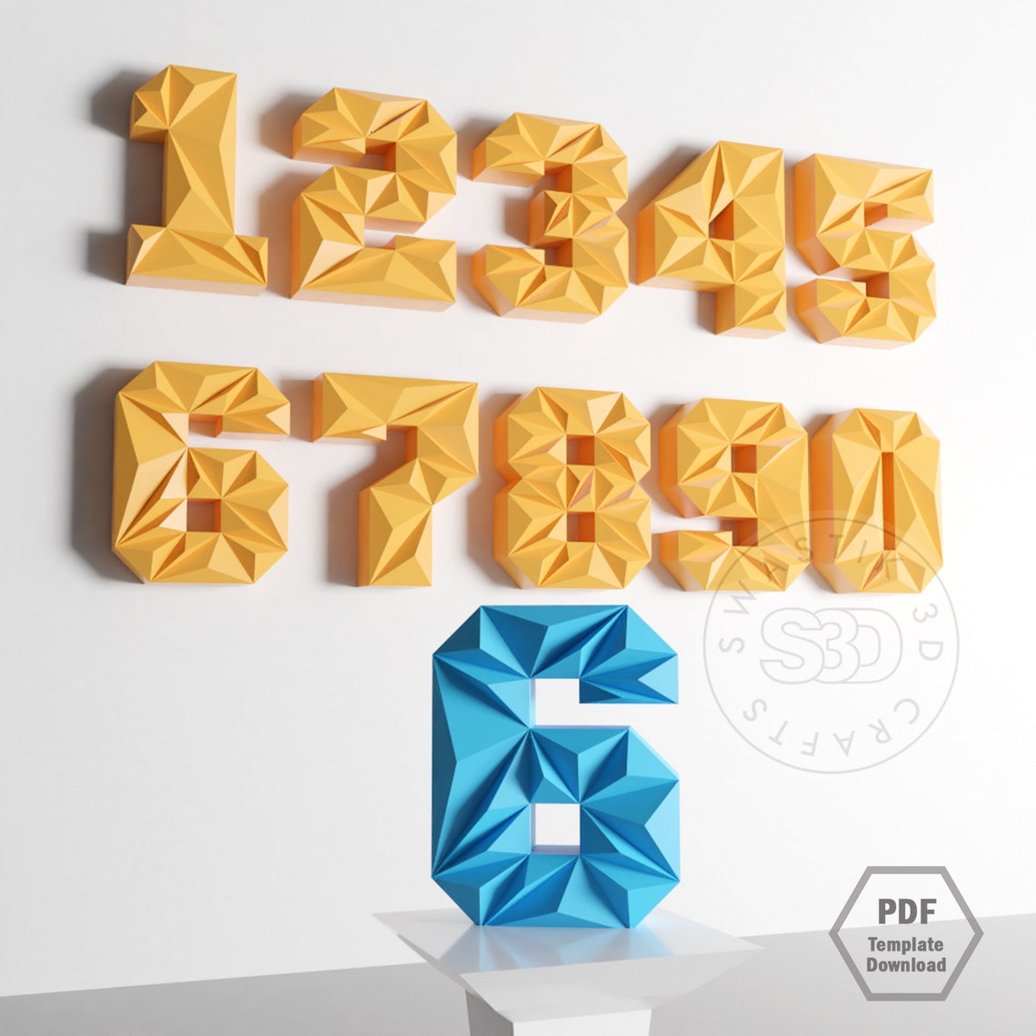 PDF Template of 3D Numbers Papercraft / Lowpoly Numbers/ - Etsy Canada