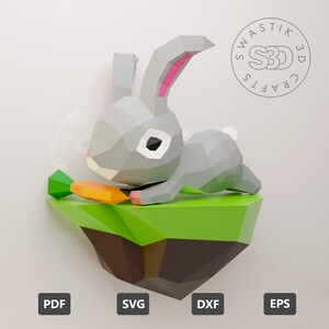 PDF Template of Rabbit on Rock Papercraft / 3D DIY Lowpoly Papercraft ...