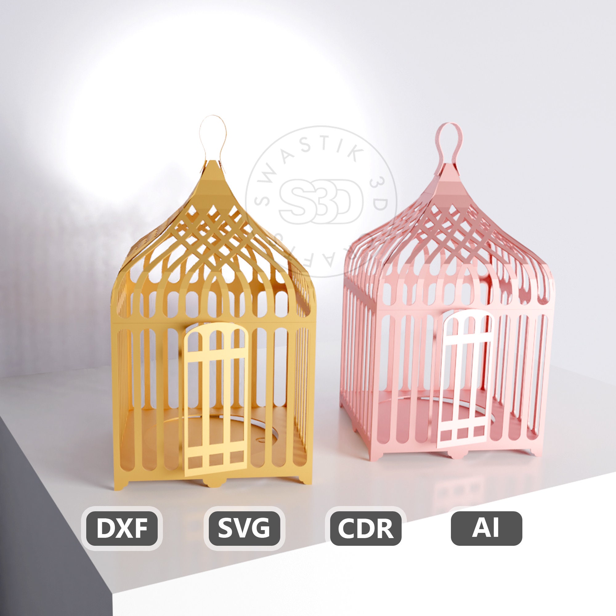 Papercraft Bird Cage / Paper Lamp /DXF Files for Laser Cutting - Etsy