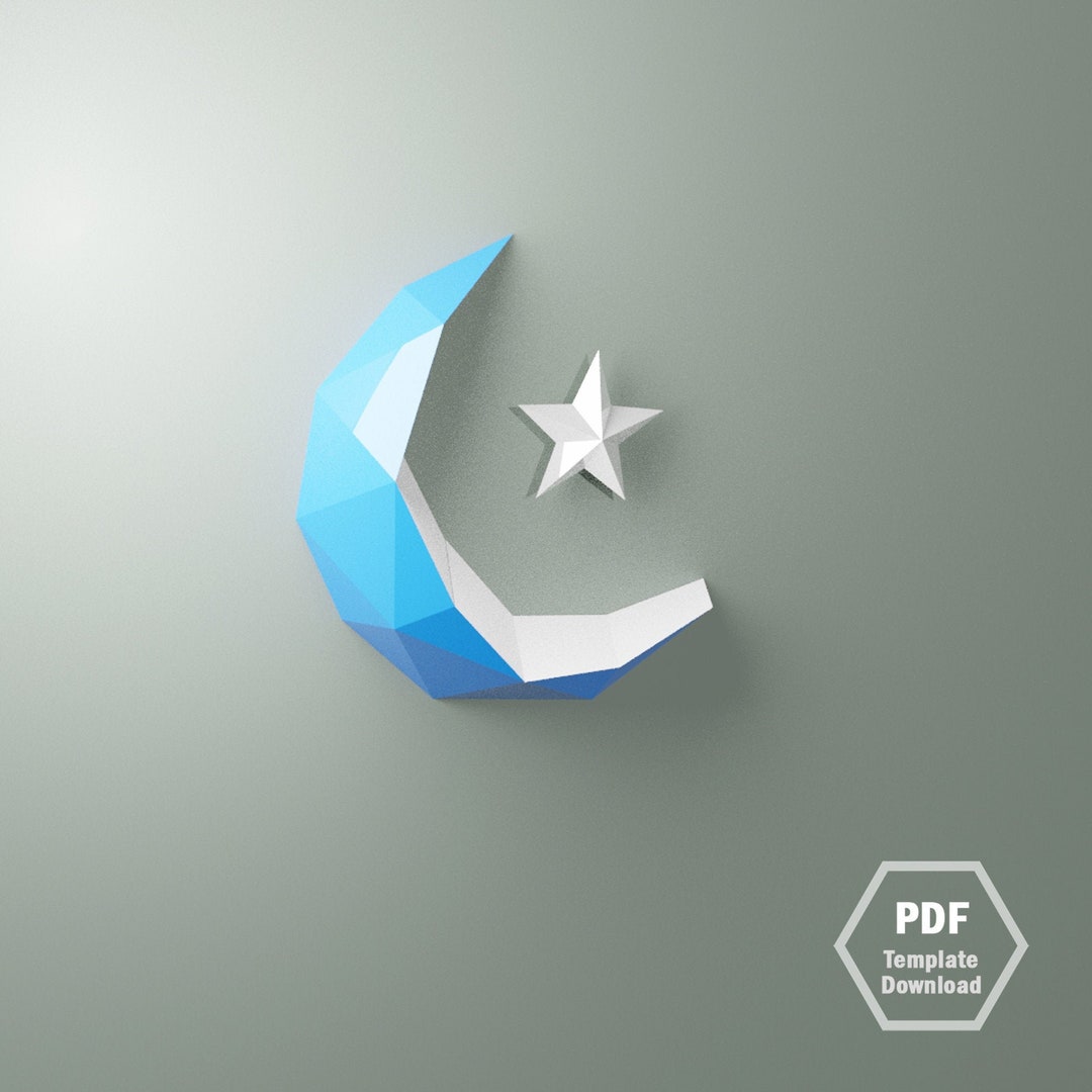 PDF Template of Moon and Star 3d Papercraft (wall Decor) / Lune ...