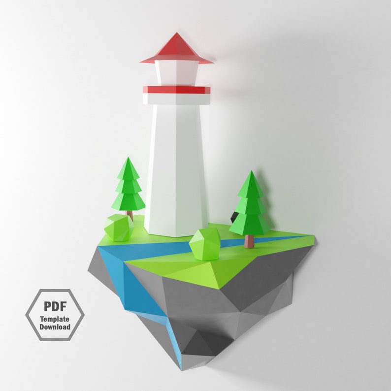 Island Papercraft / Paper Craft / 3D Papercraft /3D Lighthouse - Etsy