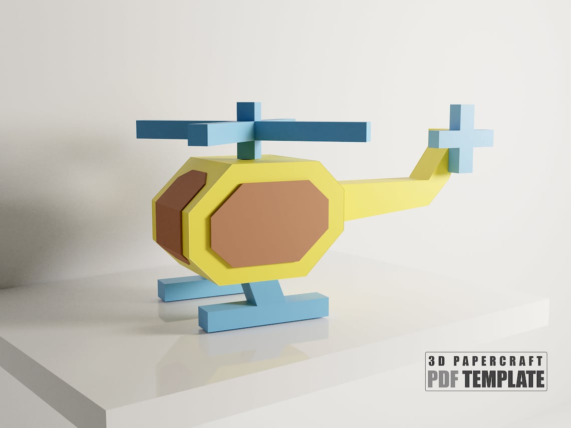 Toy Helicopter Papercraft Template, Lowpoly 3D (PDF Pattern) - Etsy