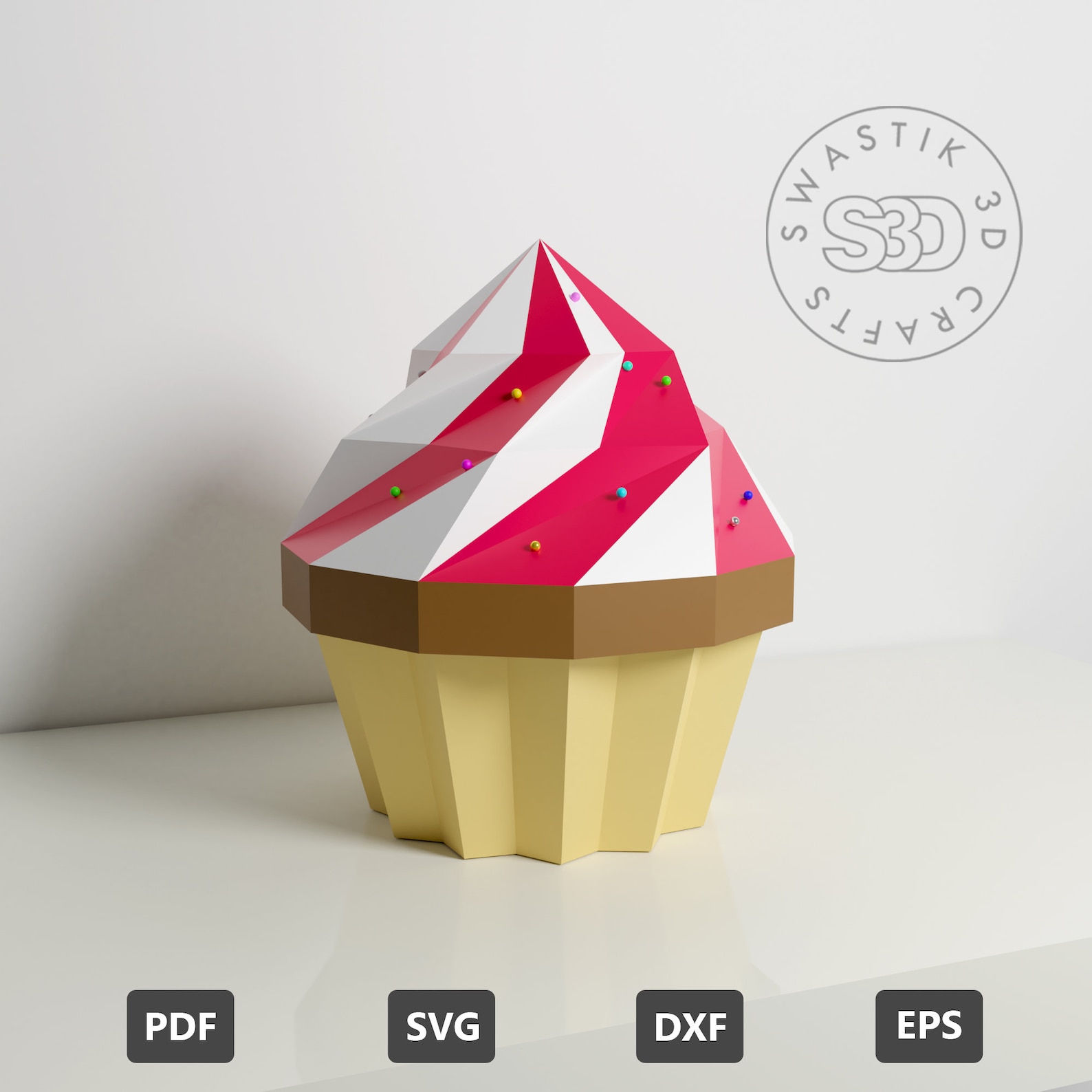 Cupcake Gift Box Papercraft 3D Papercraft Favor Box | Etsy