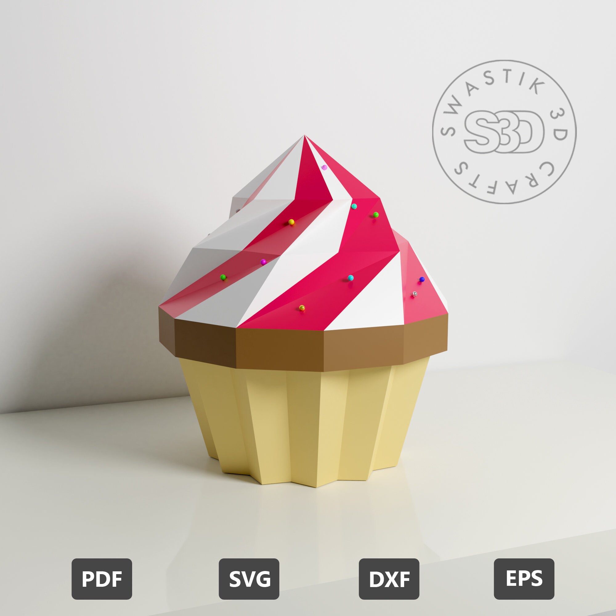 Cupcake Gift Box Papercraft 3D Papercraft Favor Box - Etsy