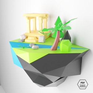 Island Papercraft / Ancient Ruins Papercraft/ PDF Template / Lowpoly ...