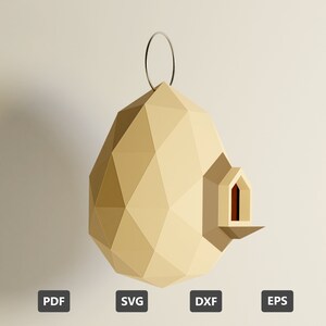 Bird House 3d Papercraft Template With SVG for Cricut, Lowpoly Bird ...