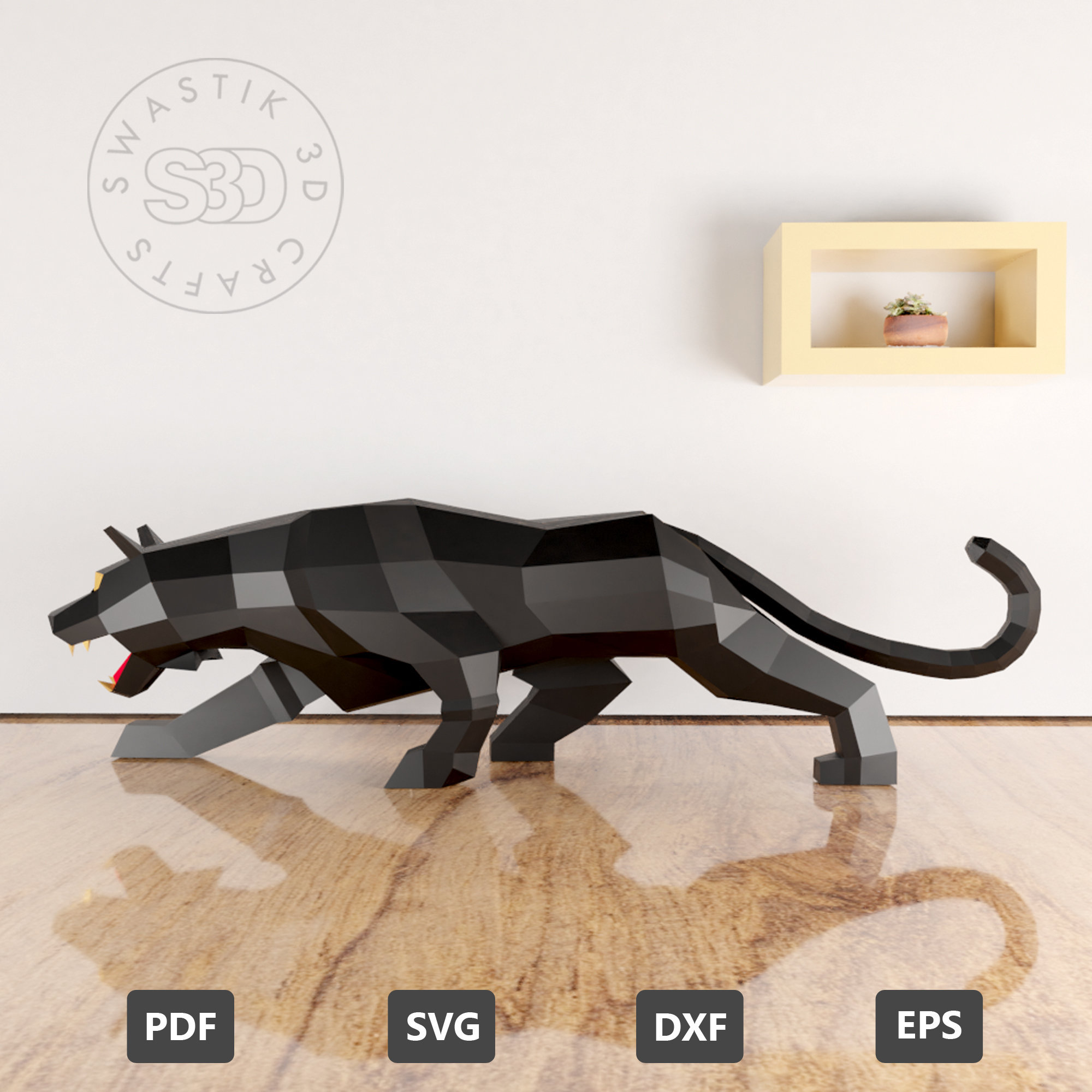PDF Template of Panther Paper Craft Lowpoly Panther Paper - Etsy