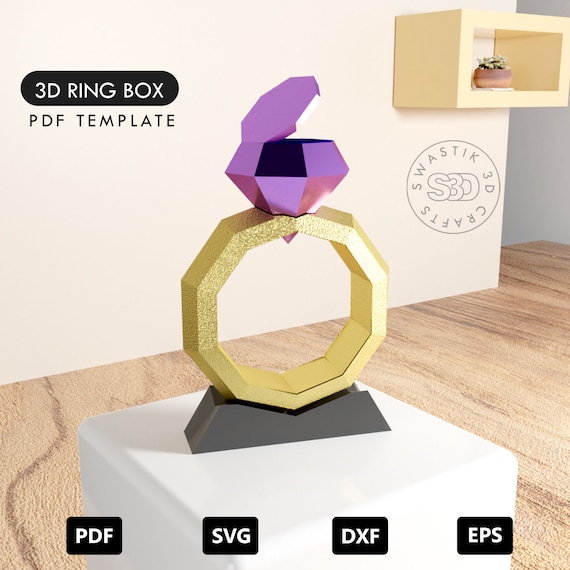 3D Papercraft Template of Ring Box With Stand Surprise Ring - Etsy ...