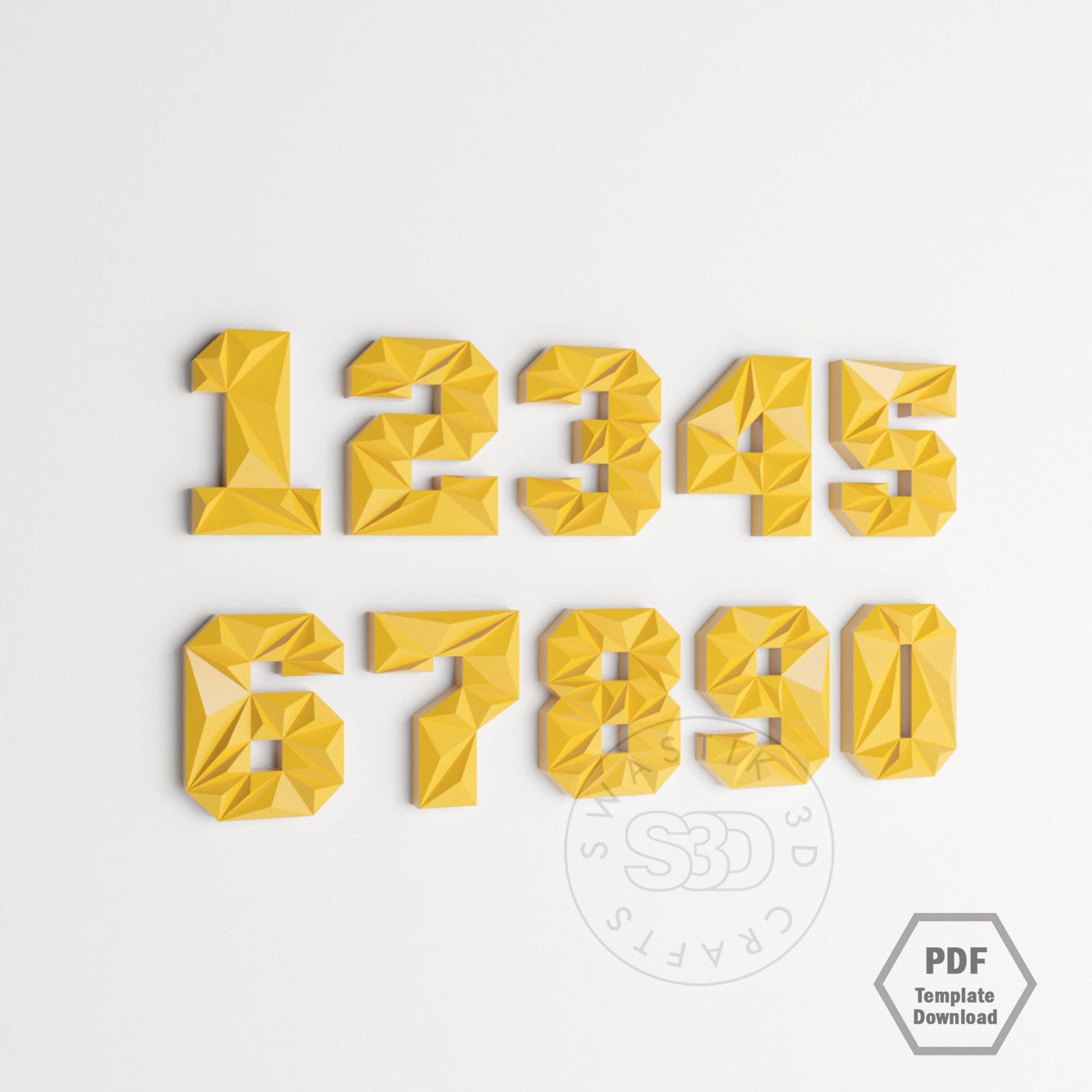 PDF Template of 3D Numbers Papercraft / Lowpoly Numbers/ - Etsy Canada