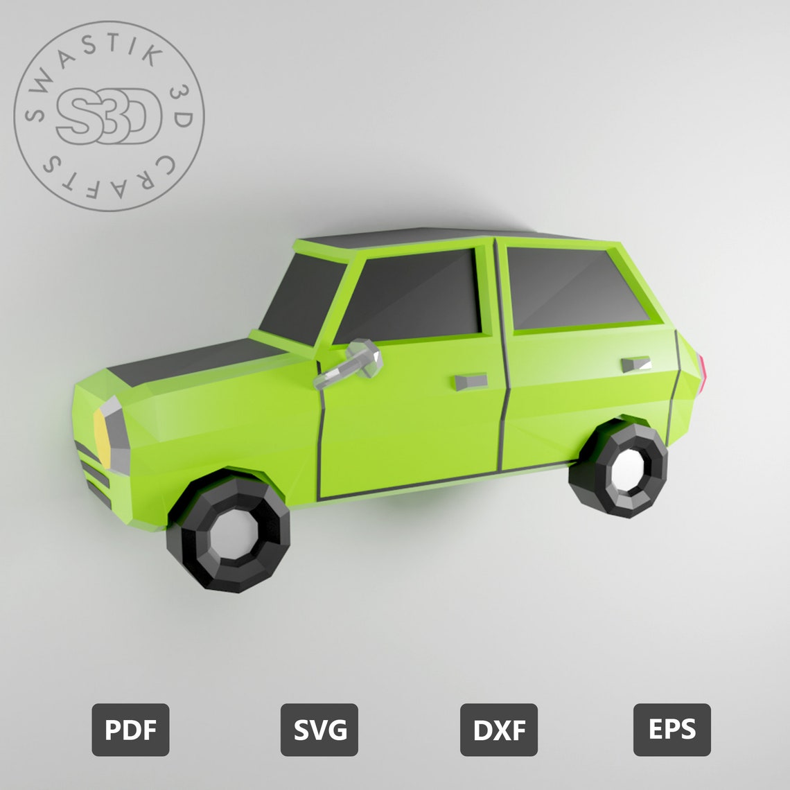3D Car Papercraft Template, Mr. B's Car (svg, Eps, Dxf, Pdf Files ...