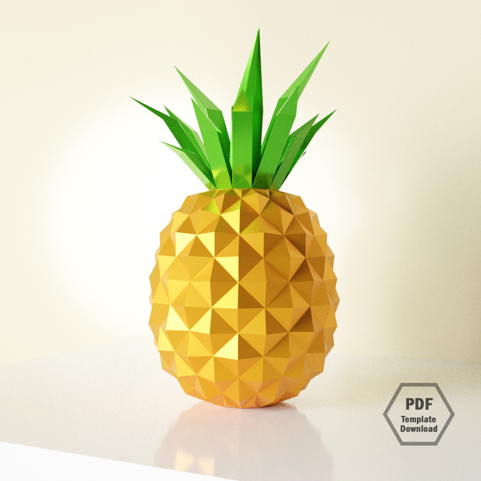 Pineapple Papercraft PDF Template: DIY Lowpoly 3D Craft (digital ...