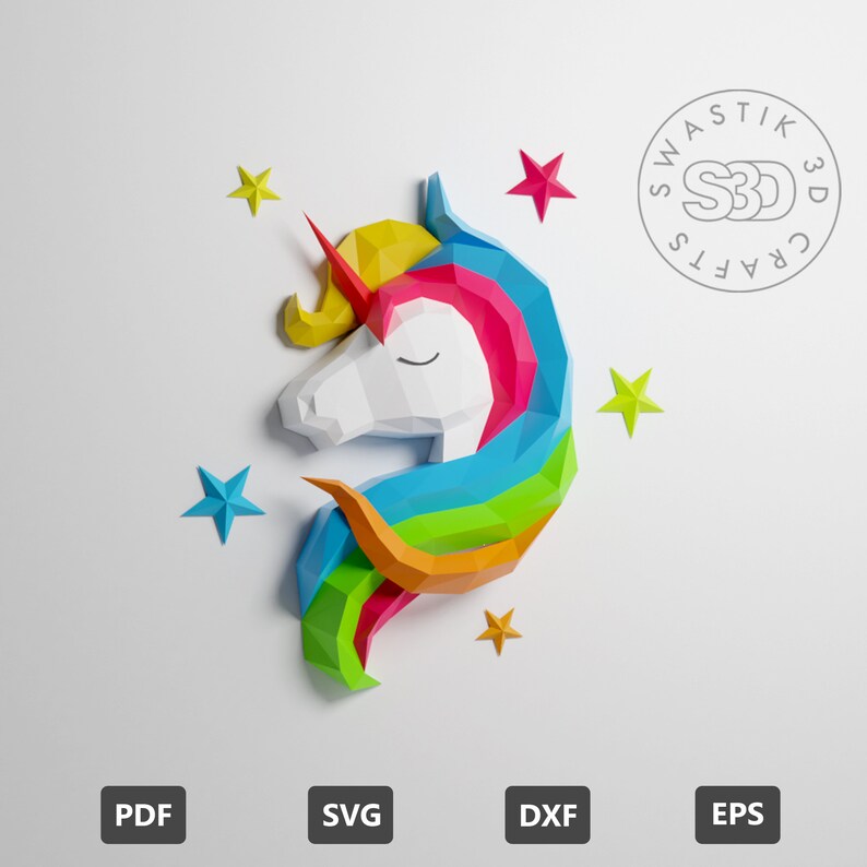 Unicorn Paper Craft PDF Template Lowpoly Unicorn Model - Etsy UK