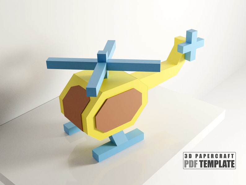 Toy Helicopter Papercraft Template, Lowpoly 3D (PDF Pattern) - Etsy