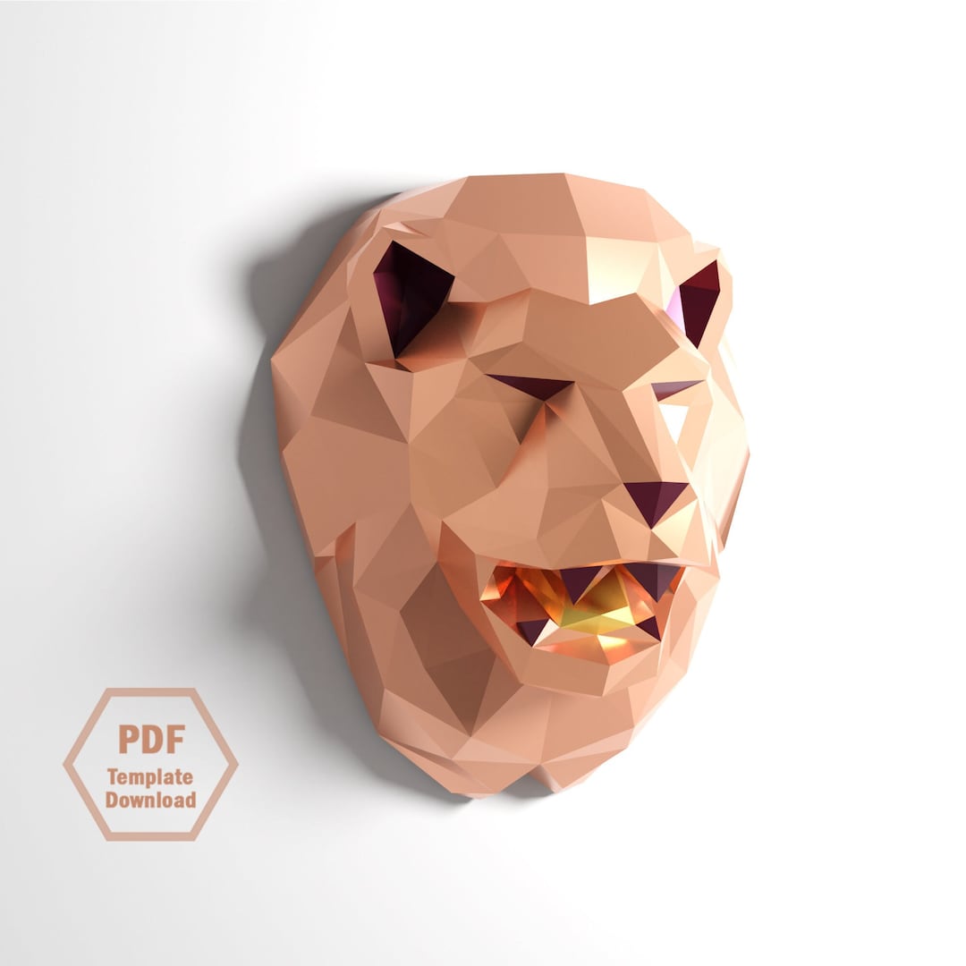 Lion Papercraft/ Papercraft/ 3D Lion Papercraft/ Lowpoly Papercraft ...