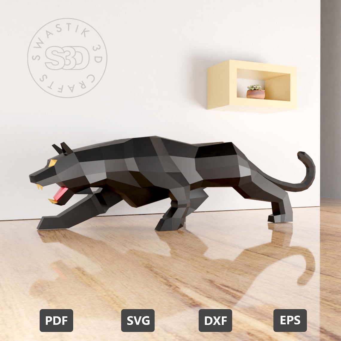 PDF Template of Panther Paper Craft Lowpoly Panther Paper | Etsy
