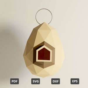 Bird House 3d Papercraft Template With SVG for Cricut, Lowpoly Bird ...