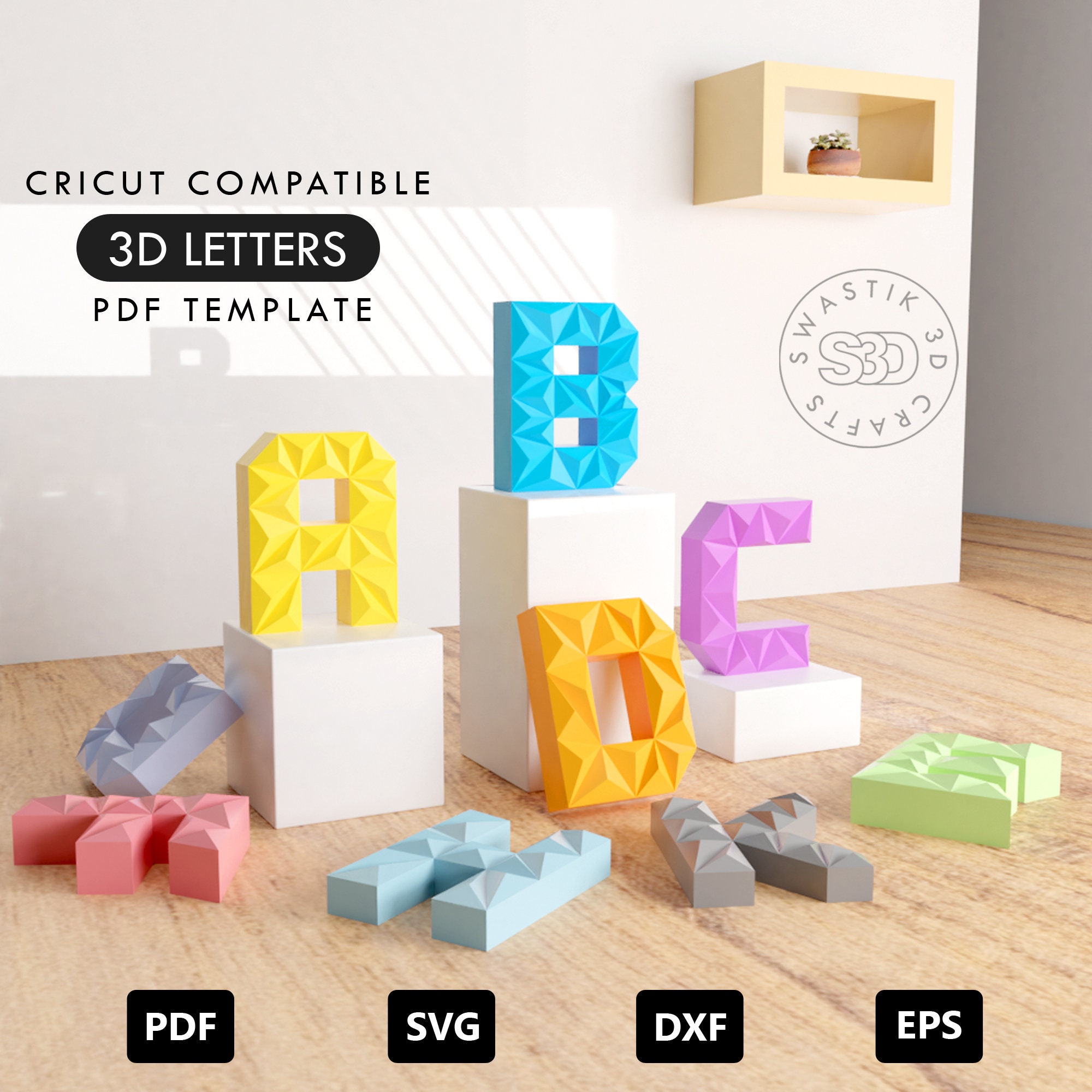3D Alphabet Papercraft Template, Lowpoly Letters A-Z (PDF, SVG) - Etsy ...