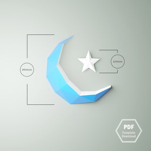 PDF Template of Moon and Star 3d Papercraft (wall Decor) / Lune ...