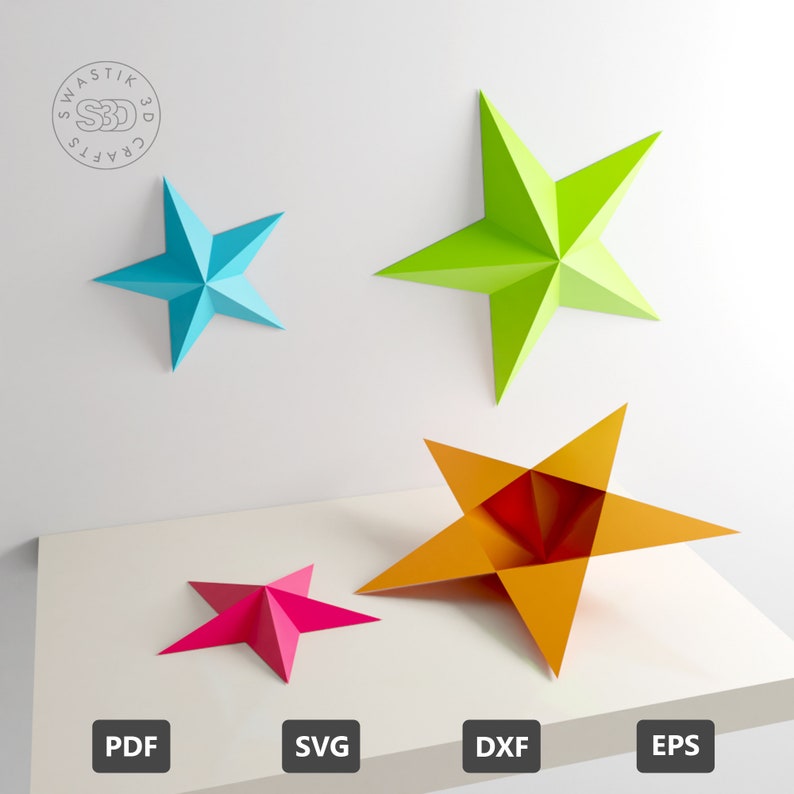 3D Star Papercraft Template, Lowpoly Decor (pdf, Svg, Dxf, Eps) - Etsy