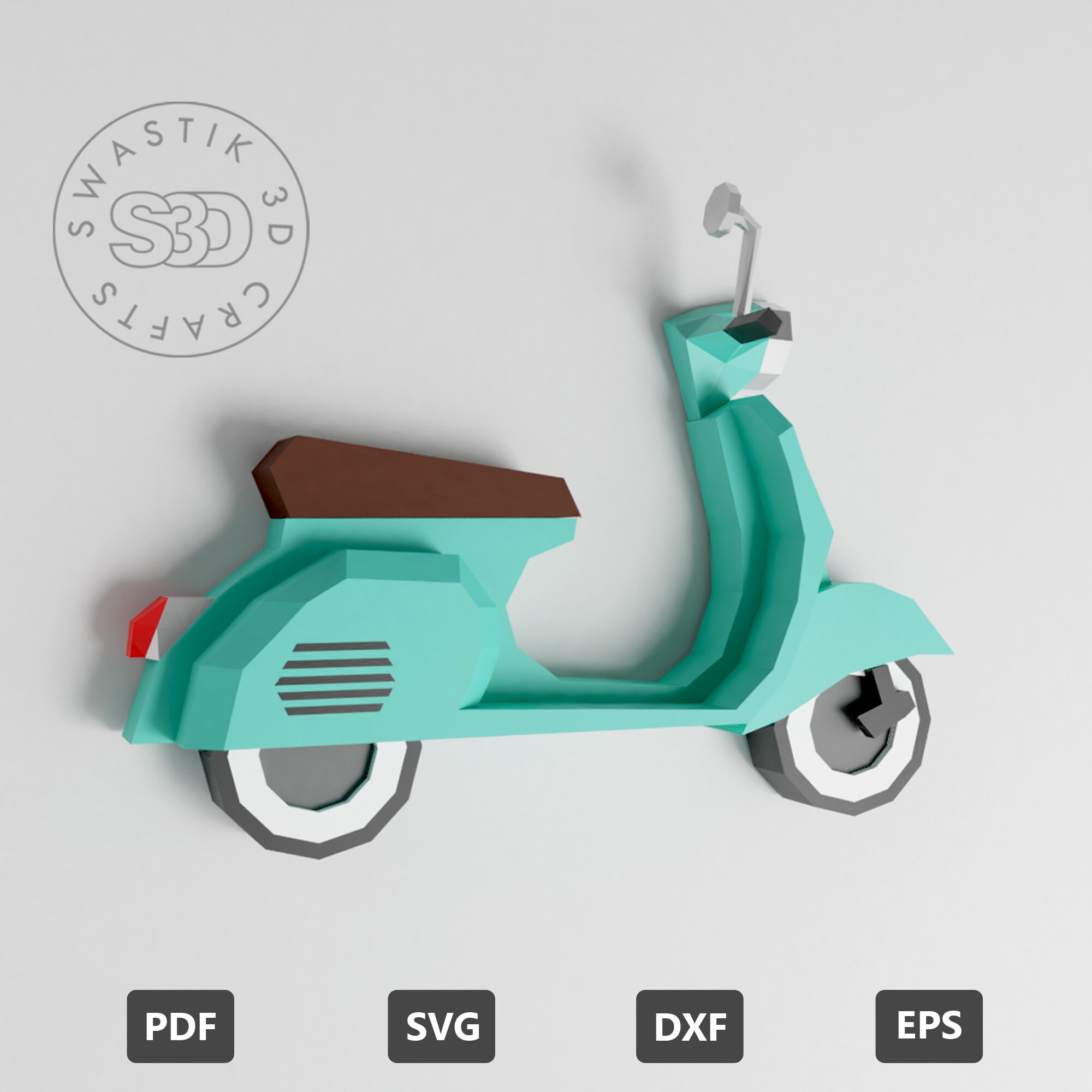 Scooter 3D Papercraft Papercraft Template of 3D Scooter | Etsy Australia