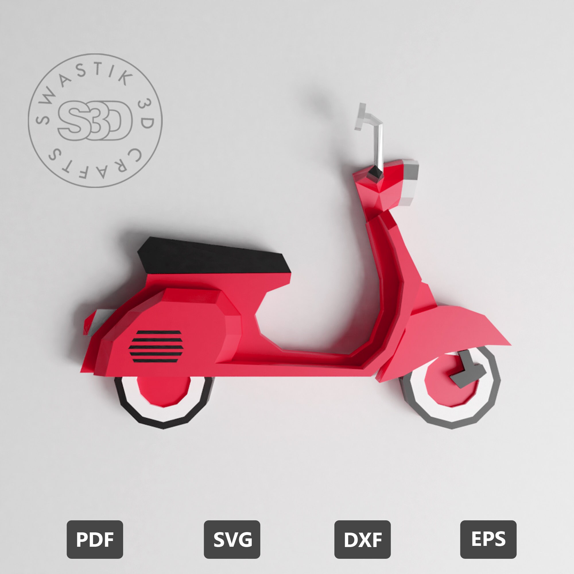Scooter 3D Papercraft Papercraft Template of 3D Scooter - Etsy Australia
