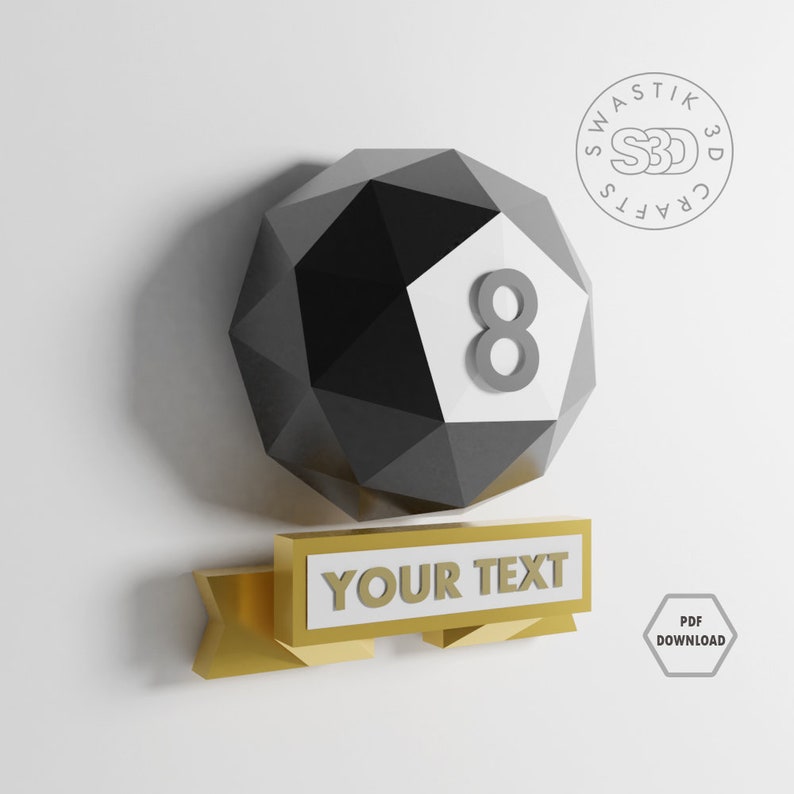 8 Ball Pool 3D Papercraft Lowpoly Papercraft Snooker - Etsy