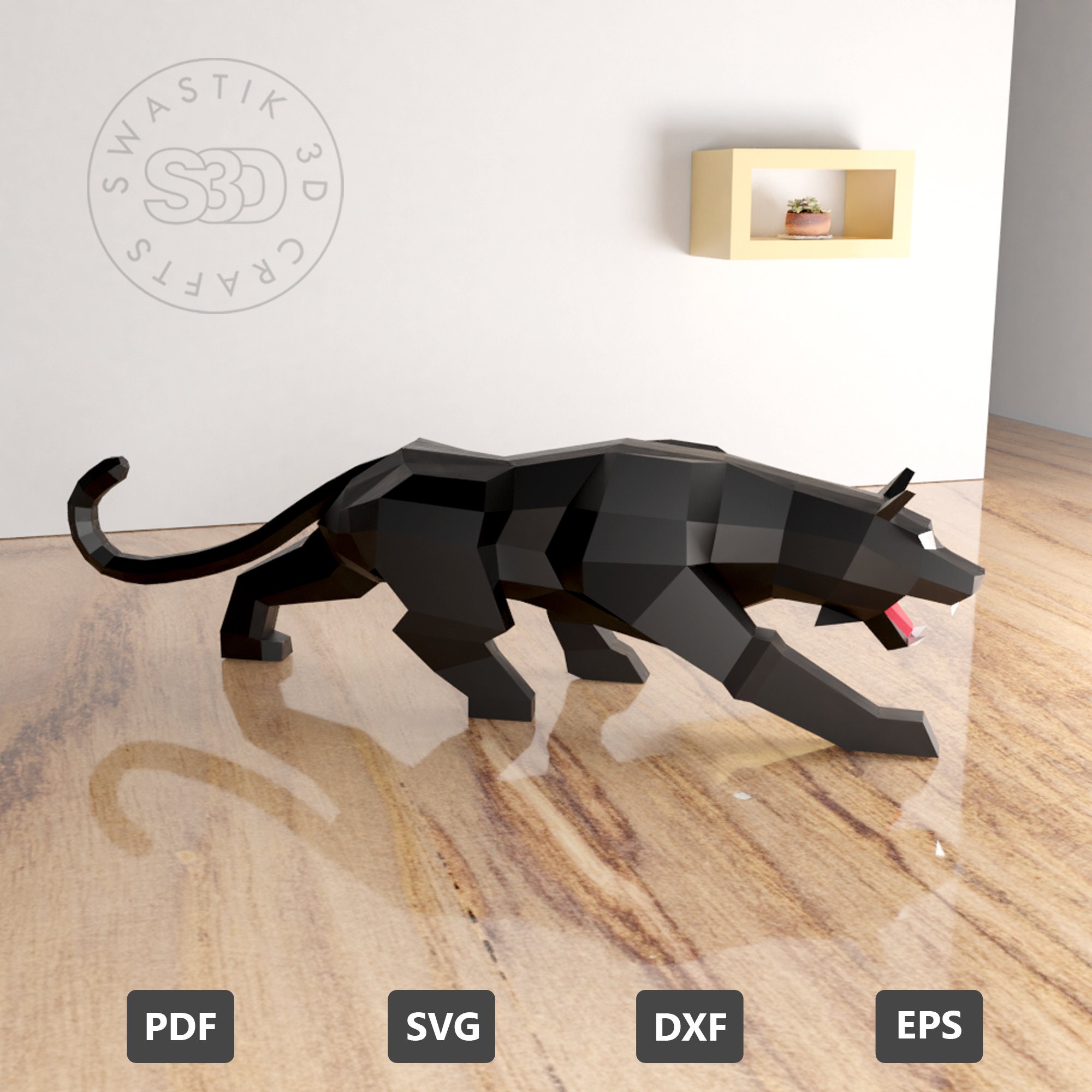 PDF Template of Panther Paper Craft Lowpoly Panther Paper - Etsy