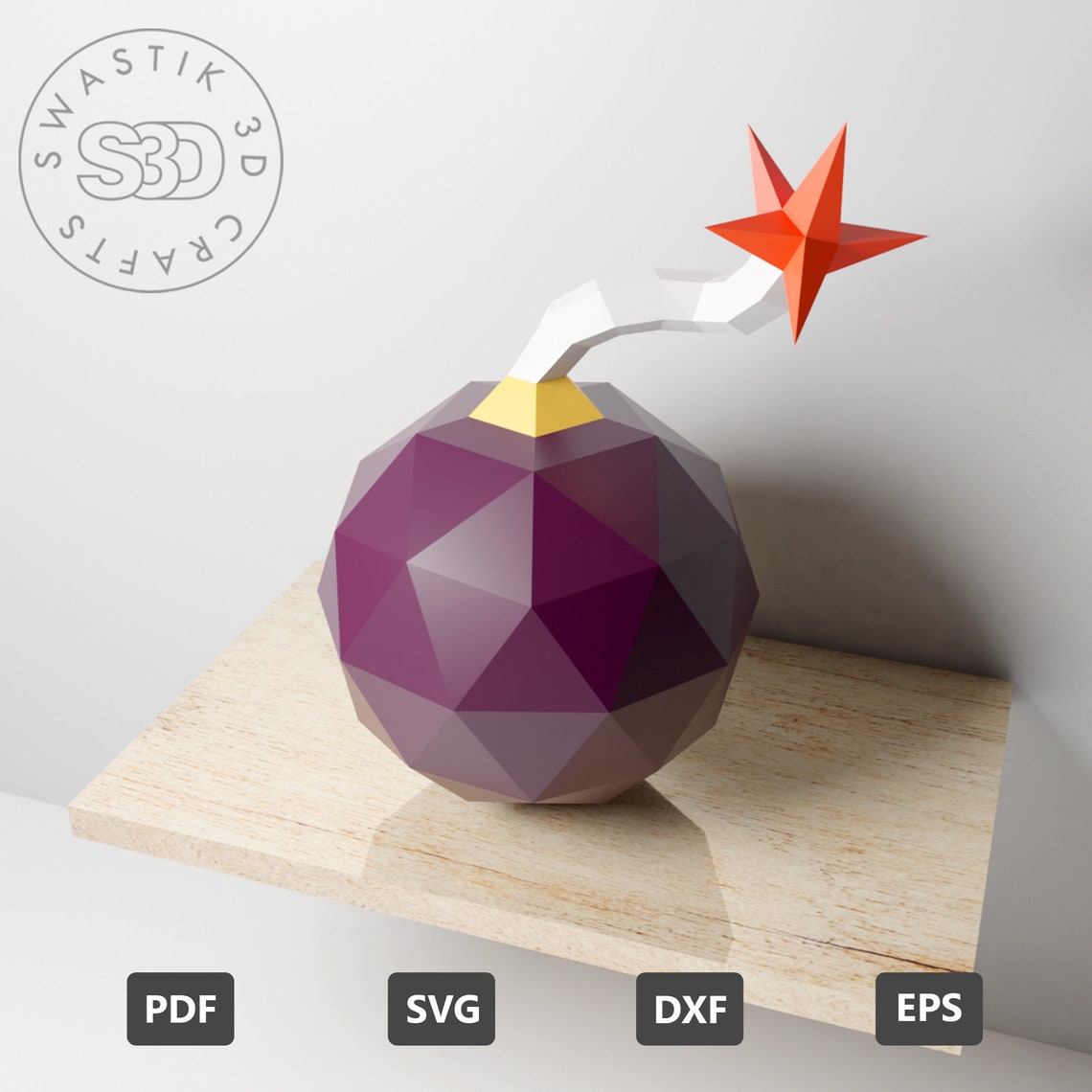 Canon Bomb Papercraft Template, Lowpoly 3D (PDF, SVG, DXF) - Etsy