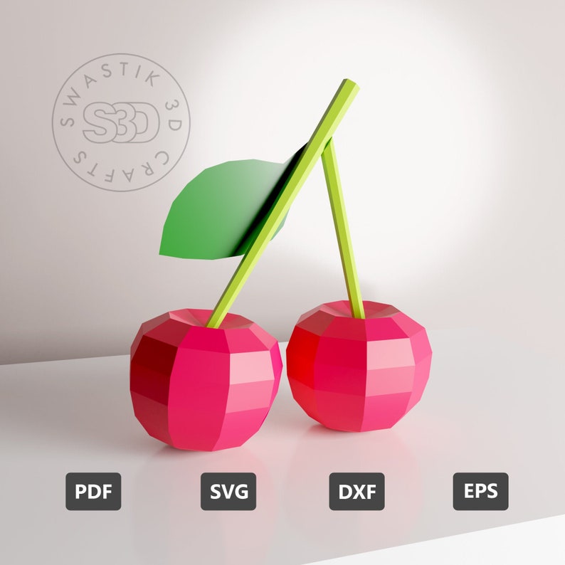 PDF Template of Cherry Fruit / Lowpoly Cherry / Cherry - Etsy