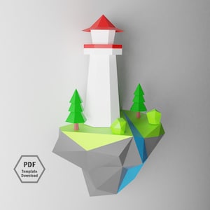 Island Papercraft / Paper Craft / 3D Papercraft /3D Lighthouse Island ...